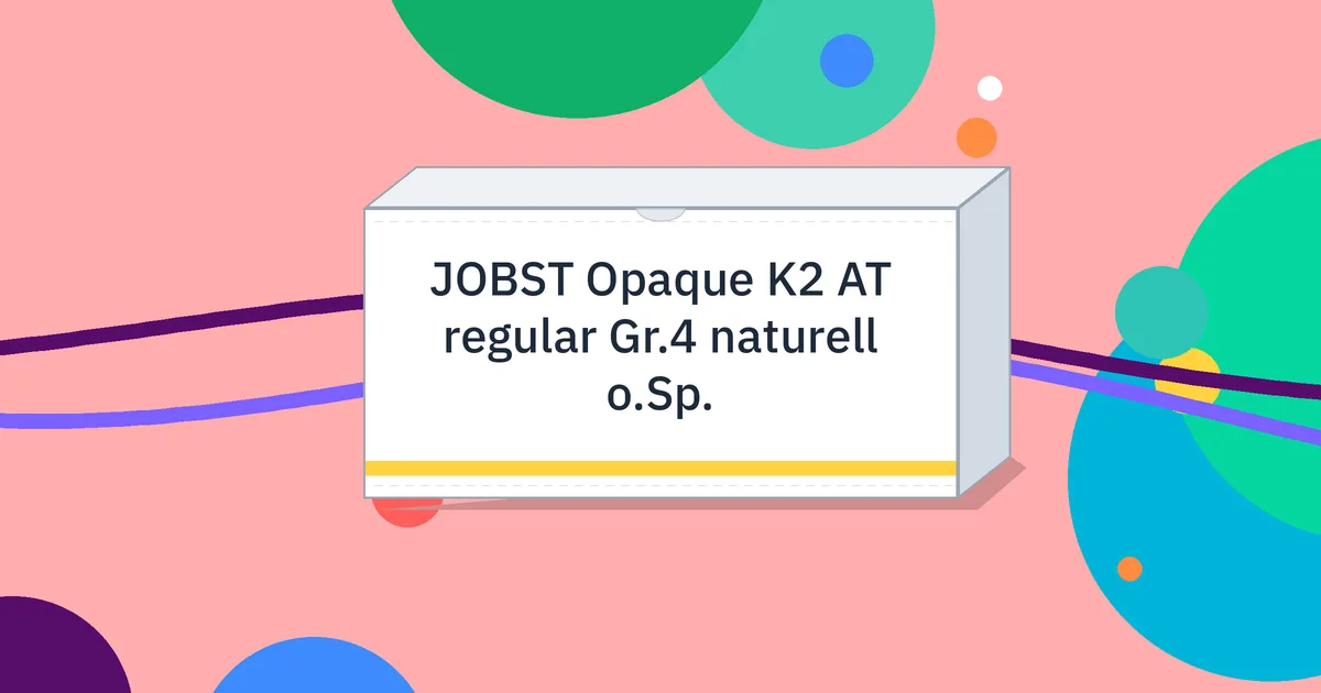 Symbolbild: Packung mit der Aufschrift JOBST Opaque K2 AT regular Gr.4 naturell o.Sp. (PZN 10724147) – Verfügbarkeit und Bezug in Apotheken in Frankfurt am Main