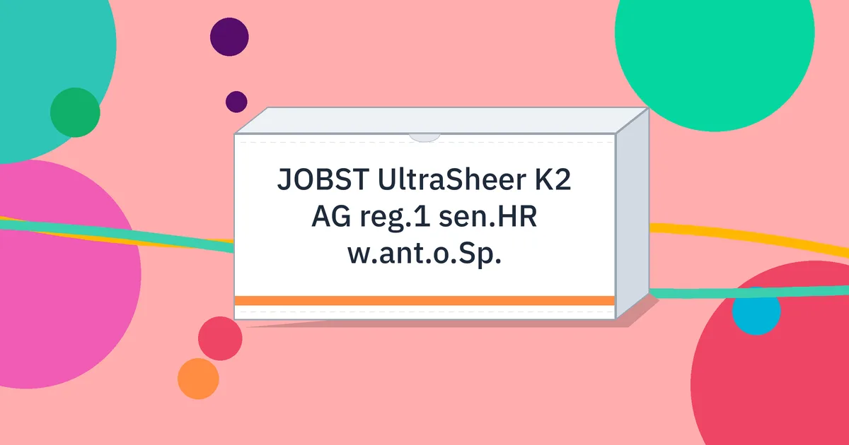 Symbolbild: Packung mit der Aufschrift JOBST UltraSheer K2 AG reg.1 sen.HR w.ant.o.Sp. (PZN 13146372) – Verfügbarkeit und Bezug in Apotheken in Frankfurt am Main