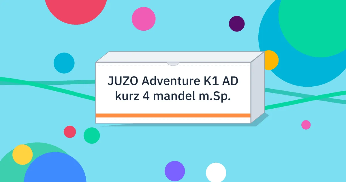 Symbolbild: Packung mit der Aufschrift JUZO Adventure K1 AD kurz 4 mandel m.Sp. (PZN 14972333) – Verfügbarkeit und Bezug in Apotheken in Frankfurt am Main