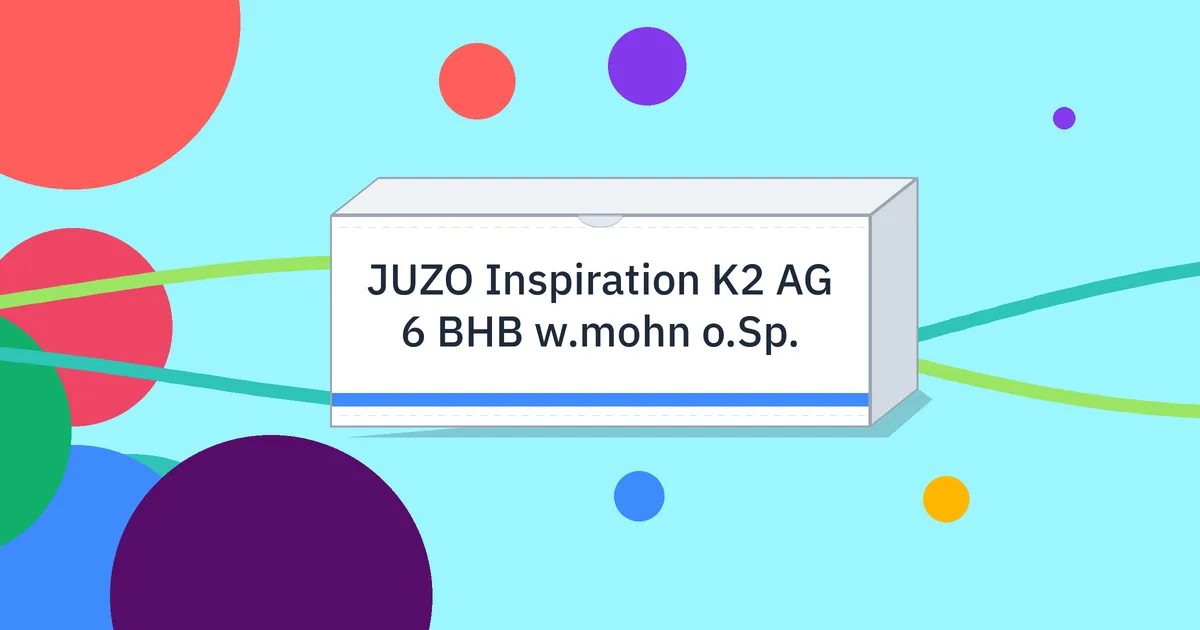 Symbolbild: Packung mit der Aufschrift JUZO Inspiration K2 AG 6 BHB w.mohn o.Sp. (PZN 14849609) – Verfügbarkeit und Bezug in Apotheken in Frankfurt am Main