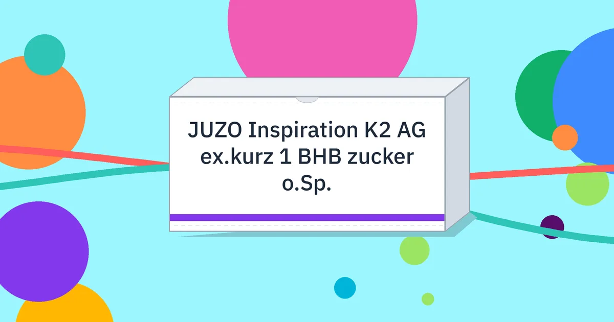 Symbolbild: Packung mit der Aufschrift JUZO Inspiration K2 AG ex.kurz 1 BHB zucker o.Sp. (PZN 14835820) – Verfügbarkeit und Bezug in Apotheken in Frankfurt am Main