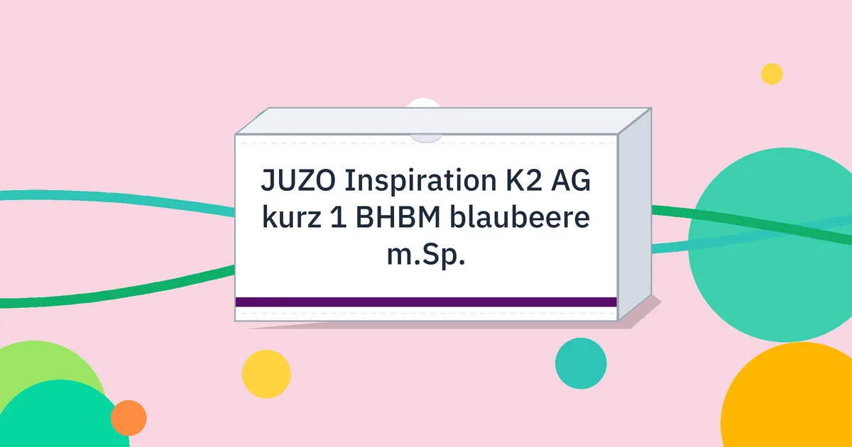 Symbolbild: Packung mit der Aufschrift JUZO Inspiration K2 AG kurz 1 BHBM blaubeere m.Sp. (PZN 14875498) – Verfügbarkeit und Bezug in Apotheken in Frankfurt am Main