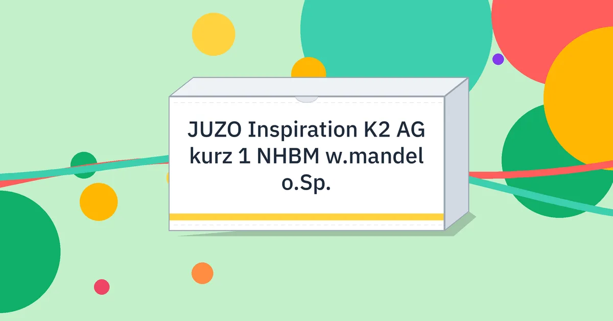 Symbolbild: Packung mit der Aufschrift JUZO Inspiration K2 AG kurz 1 NHBM w.mandel o.Sp. (PZN 14947111) – Verfügbarkeit und Bezug in Apotheken in Frankfurt am Main