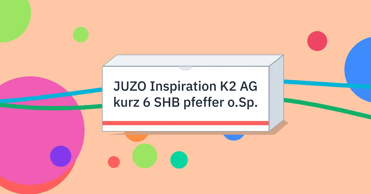 Symbolbild: Packung mit der Aufschrift JUZO Inspiration K2 AG kurz 6 SHB pfeffer o.Sp. (PZN 14950633) – Verfügbarkeit und Bezug in Apotheken in Frankfurt am Main