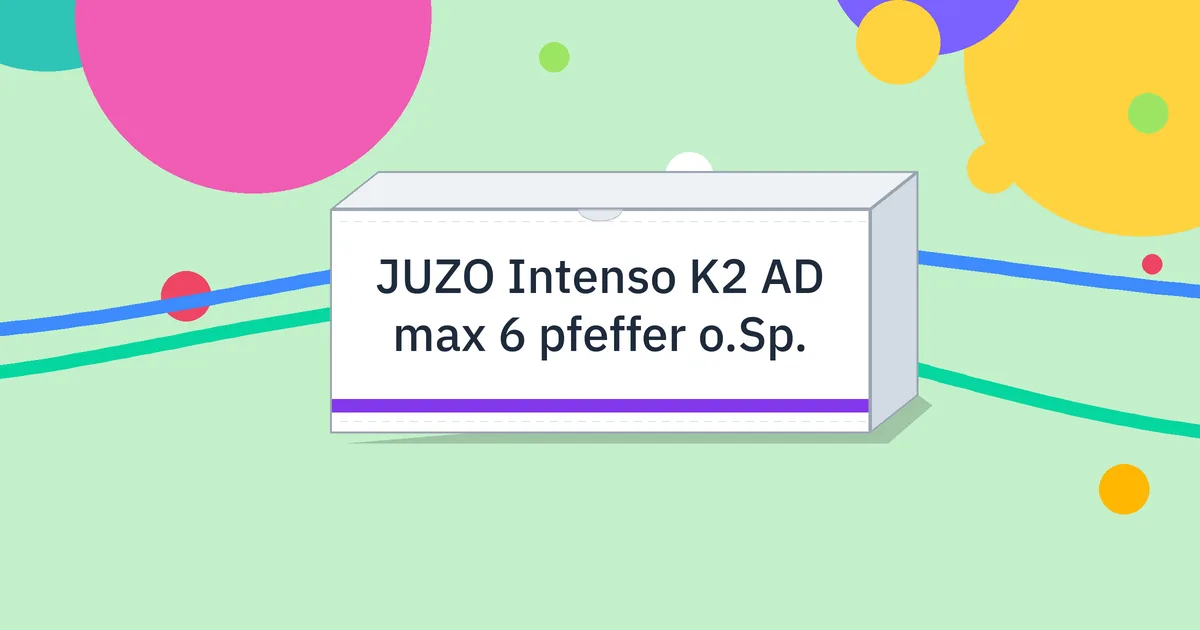 Symbolbild: Packung mit der Aufschrift JUZO Intenso K2 AD max 6 pfeffer o.Sp. (PZN 18619668) – Verfügbarkeit und Bezug in Apotheken in Frankfurt am Main