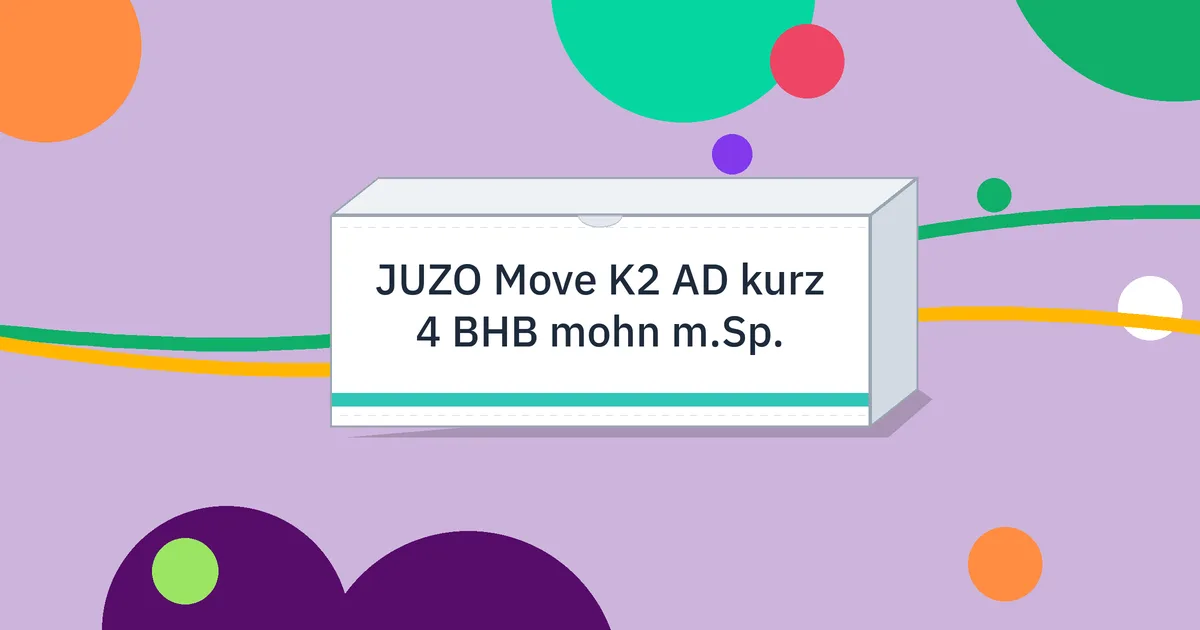 Symbolbild: Packung mit der Aufschrift JUZO Move K2 AD kurz 4 BHB mohn m.Sp. (PZN 18540694) – Verfügbarkeit und Bezug in Apotheken in Frankfurt am Main