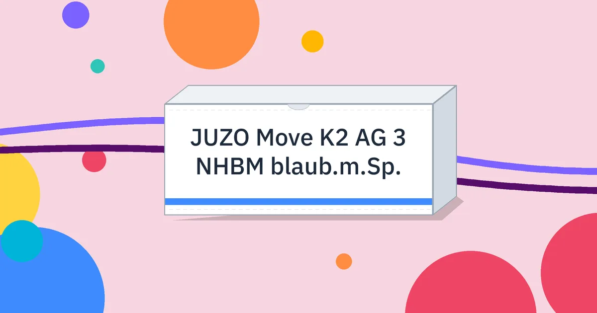 Symbolbild: Packung mit der Aufschrift JUZO Move K2 AG 3 NHBM blaub.m.Sp. (PZN 18554905) – Verfügbarkeit und Bezug in Apotheken in Frankfurt am Main