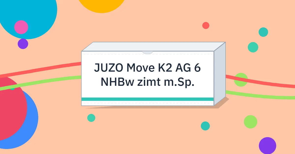 Symbolbild: Packung mit der Aufschrift JUZO Move K2 AG 6 NHBw zimt m.Sp. (PZN 18523129) – Verfügbarkeit und Bezug in Apotheken in Frankfurt am Main