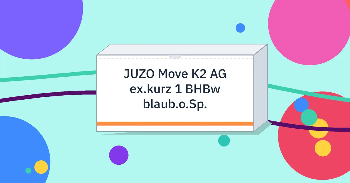 Symbolbild: Packung mit der Aufschrift JUZO Move K2 AG ex.kurz 1 BHBw blaub.o.Sp. (PZN 18565866) – Verfügbarkeit und Bezug in Apotheken in Frankfurt am Main
