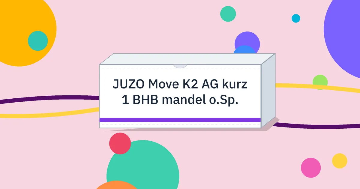Symbolbild: Packung mit der Aufschrift JUZO Move K2 AG kurz 1 BHB mandel o.Sp. (PZN 16639371) – Verfügbarkeit und Bezug in Apotheken in Frankfurt am Main