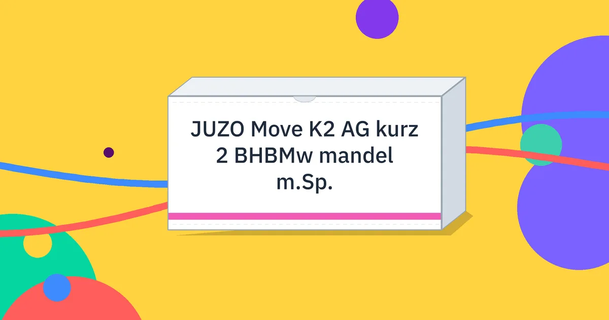 Symbolbild: Packung mit der Aufschrift JUZO Move K2 AG kurz 2 BHBMw mandel m.Sp. (PZN 16649961) – Verfügbarkeit und Bezug in Apotheken in Frankfurt am Main
