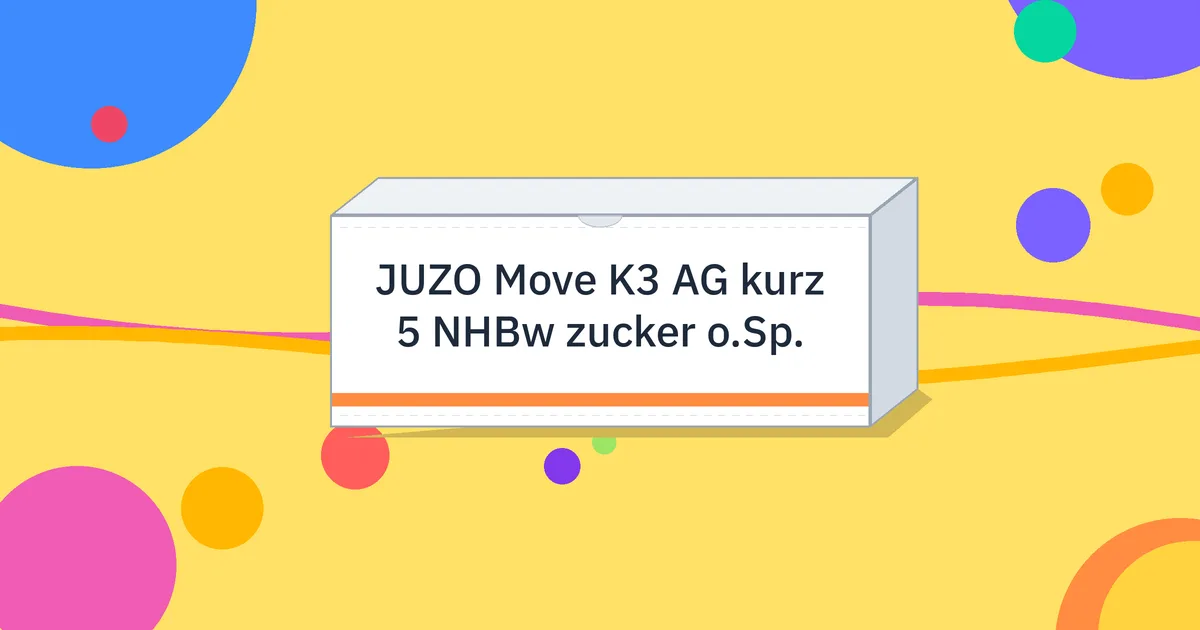 Symbolbild: Packung mit der Aufschrift JUZO Move K3 AG kurz 5 NHBw zucker o.Sp. (PZN 18580417) – Verfügbarkeit und Bezug in Apotheken in Frankfurt am Main