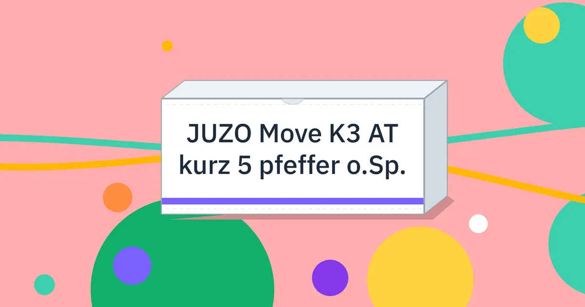 Symbolbild: Packung mit der Aufschrift JUZO Move K3 AT kurz 5 pfeffer o.Sp. (PZN 20684561) – Verfügbarkeit und Bezug in Apotheken in Frankfurt am Main