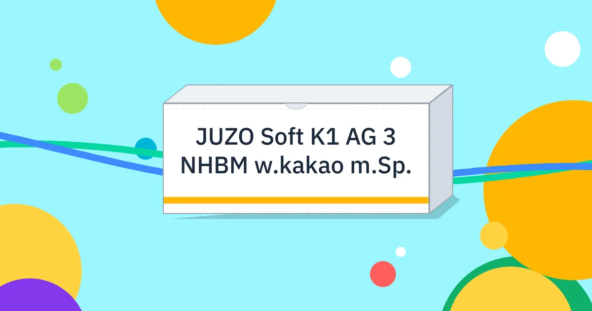Symbolbild: Packung mit der Aufschrift JUZO Soft K1 AG 3 NHBM w.kakao m.Sp. (PZN 15015332) – Verfügbarkeit und Bezug in Apotheken in Frankfurt am Main