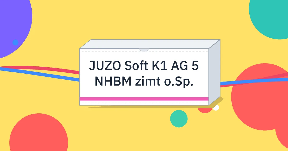 Symbolbild: Packung mit der Aufschrift JUZO Soft K1 AG 5 NHBM zimt o.Sp. (PZN 14995920) – Verfügbarkeit und Bezug in Apotheken in Frankfurt am Main