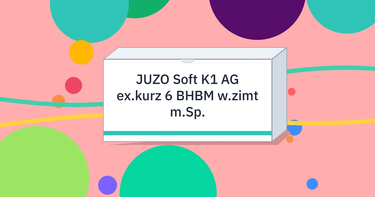 Symbolbild: Packung mit der Aufschrift JUZO Soft K1 AG ex.kurz 6 BHBM w.zimt m.Sp. (PZN 14864129) – Verfügbarkeit und Bezug in Apotheken in Frankfurt am Main