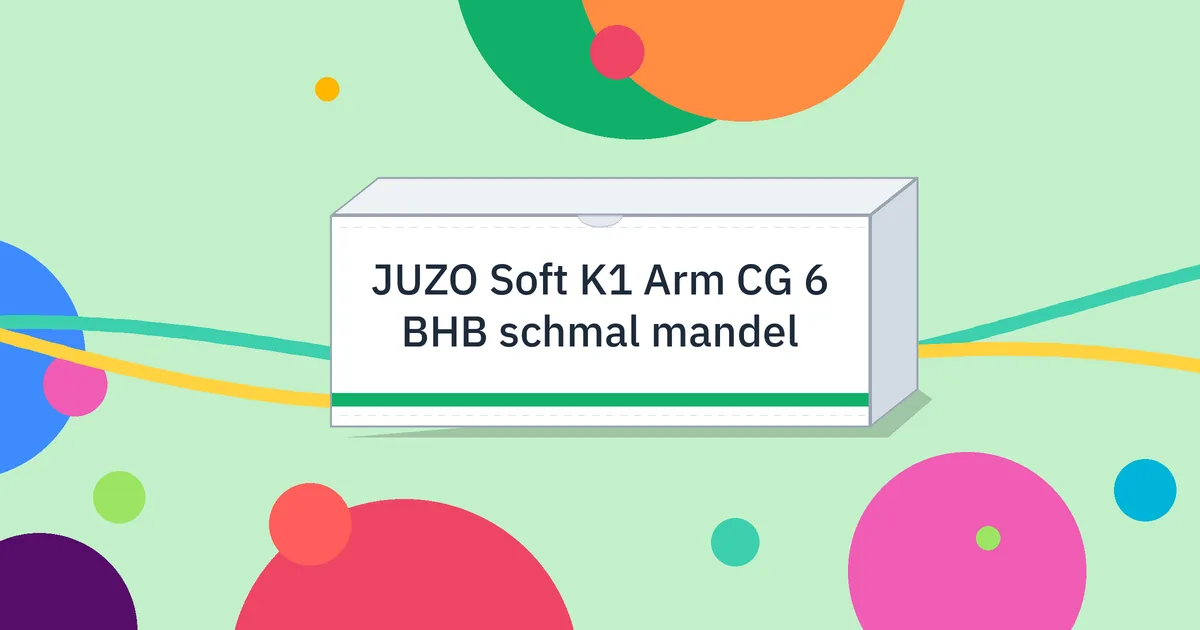 Symbolbild: Packung mit der Aufschrift JUZO Soft K1 Arm CG 6 BHB schmal mandel (PZN 15507911) – Verfügbarkeit und Bezug in Apotheken in Frankfurt am Main