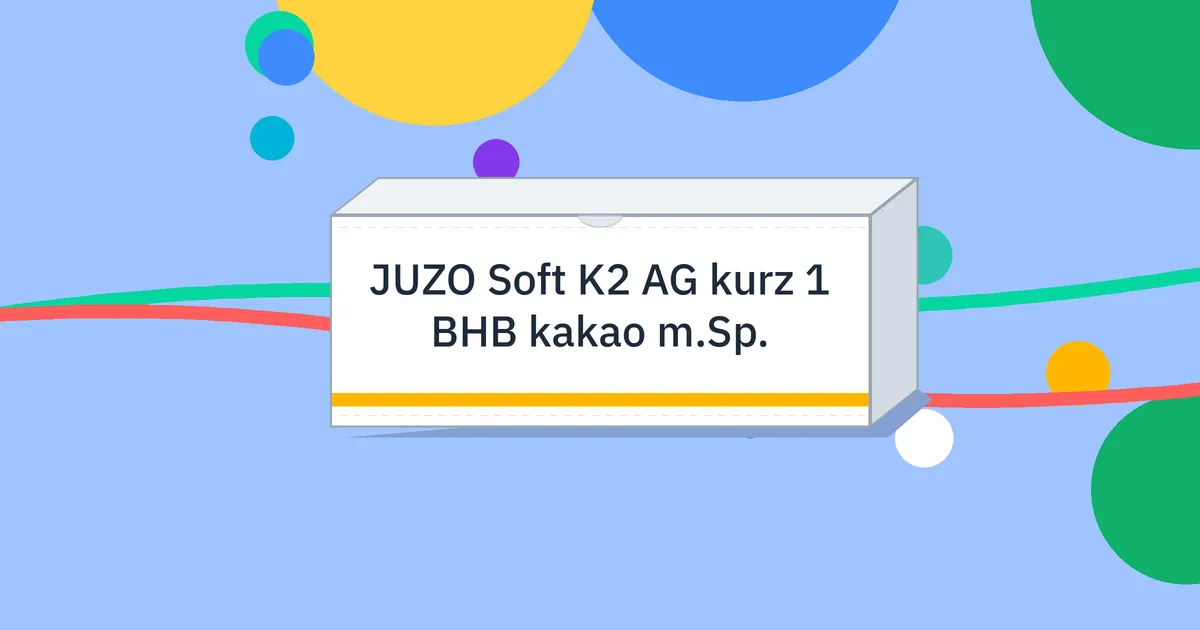 Symbolbild: Packung mit der Aufschrift JUZO Soft K2 AG kurz 1 BHB kakao m.Sp. (PZN 14826459) – Verfügbarkeit und Bezug in Apotheken in Frankfurt am Main