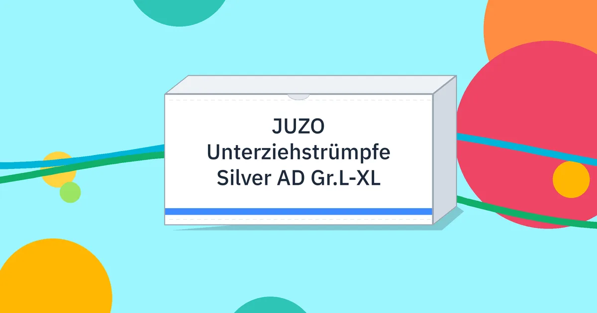 Symbolbild: Packung mit der Aufschrift JUZO Unterziehstrümpfe Silver AD Gr.L-XL (PZN 10553786) – Verfügbarkeit und Bezug in Apotheken in Frankfurt am Main