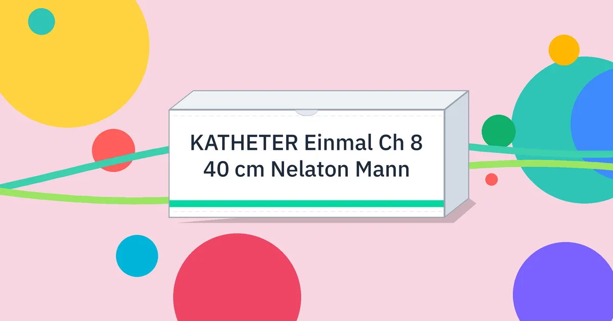 Symbolbild: Packung mit der Aufschrift KATHETER Einmal Ch 8 40 cm Nelaton Mann (PZN 01965857) – Verfügbarkeit und Bezug in Apotheken in Frankfurt am Main