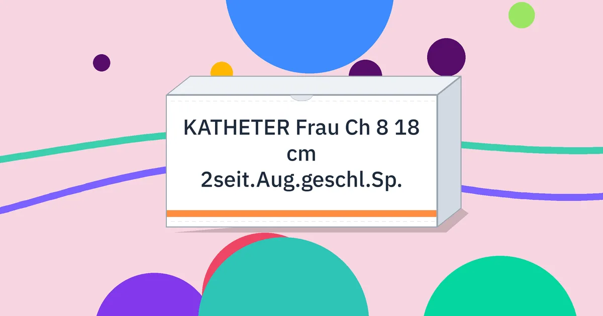 Symbolbild: Packung mit der Aufschrift KATHETER Frau Ch 8 18 cm 2seit.Aug.geschl.Sp. (PZN 02099422) – Verfügbarkeit und Bezug in Apotheken in Frankfurt am Main