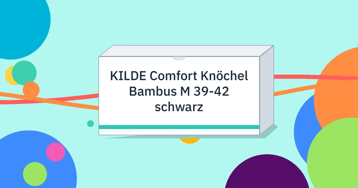 Symbolbild: Packung mit der Aufschrift KILDE Comfort Knöchel Bambus M 39-42 schwarz (PZN 20798359) – Verfügbarkeit und Bezug in Apotheken in Frankfurt am Main