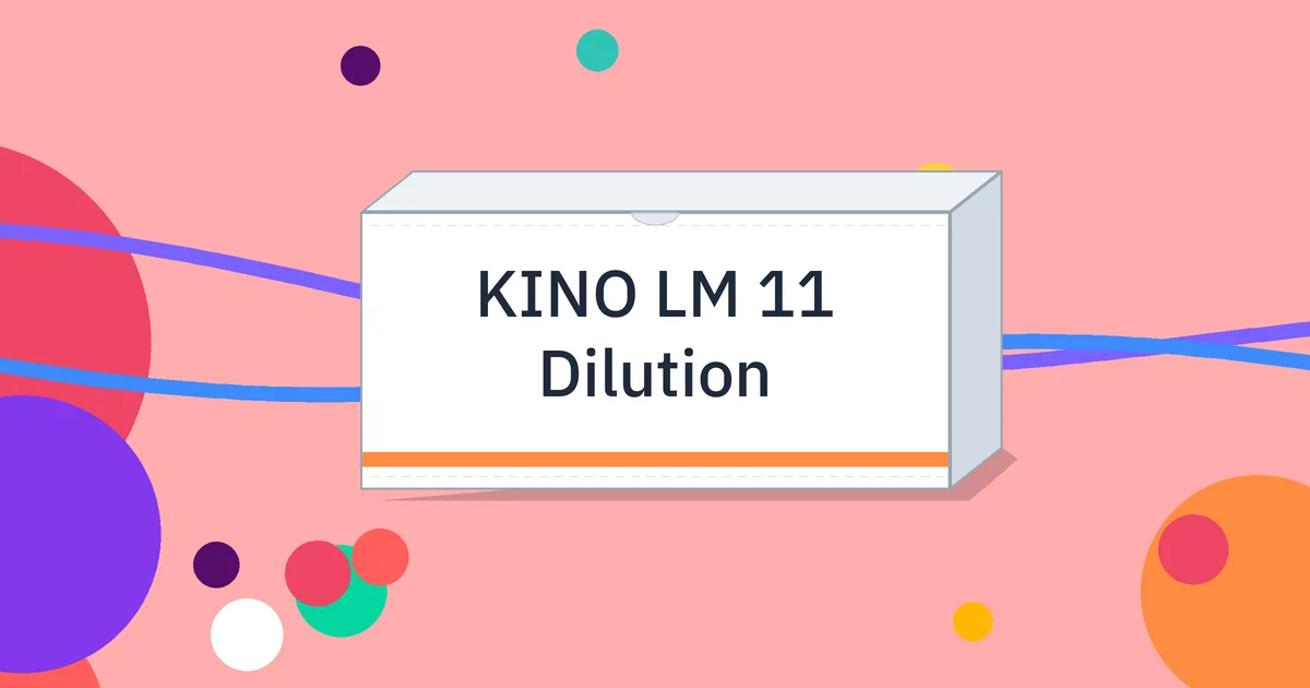 Symbolbild: Packung mit der Aufschrift KINO LM 11 Dilution (PZN 13518483) – Verfügbarkeit und Bezug in Apotheken in Frankfurt am Main