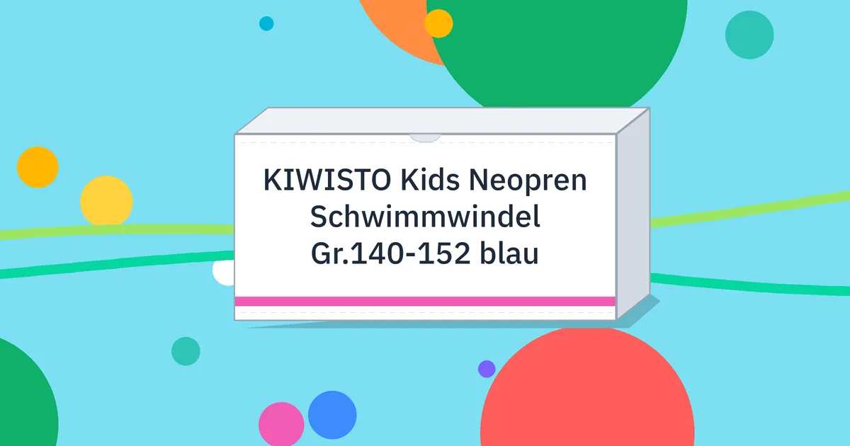 Symbolbild: Packung mit der Aufschrift KIWISTO Kids Neopren Schwimmwindel Gr.140-152 blau (PZN 13986646) – Verfügbarkeit und Bezug in Apotheken in Frankfurt am Main