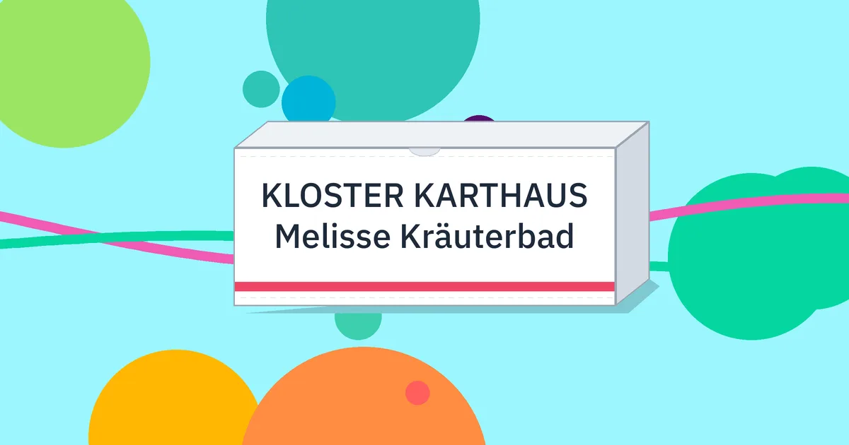 Symbolbild: Packung mit der Aufschrift KLOSTER KARTHAUS Melisse Kräuterbad (PZN 04883350) – Verfügbarkeit und Bezug in Apotheken in Frankfurt am Main
