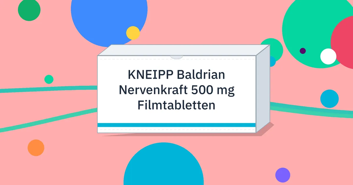 Symbolbild: Packung mit der Aufschrift KNEIPP Baldrian Nervenkraft 500 mg Filmtabletten (PZN 19126229) – Verfügbarkeit und Bezug in Apotheken in Frankfurt am Main