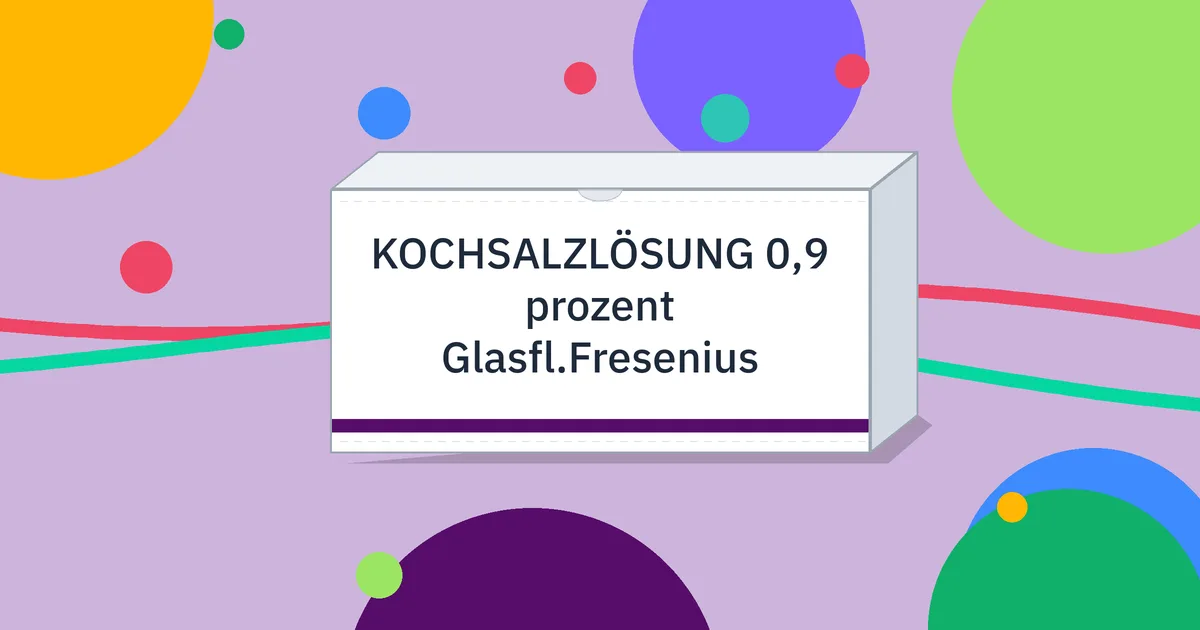 Symbolbild: Packung mit der Aufschrift KOCHSALZLÖSUNG 0,9 prozent Glasfl.Fresenius (PZN 00809061) – Verfügbarkeit und Bezug in Apotheken in Frankfurt am Main