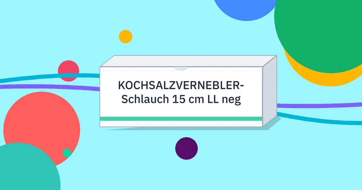 Symbolbild: Packung mit der Aufschrift KOCHSALZVERNEBLER-Schlauch 15 cm LL neg (PZN 17488253) – Verfügbarkeit und Bezug in Apotheken in Frankfurt am Main