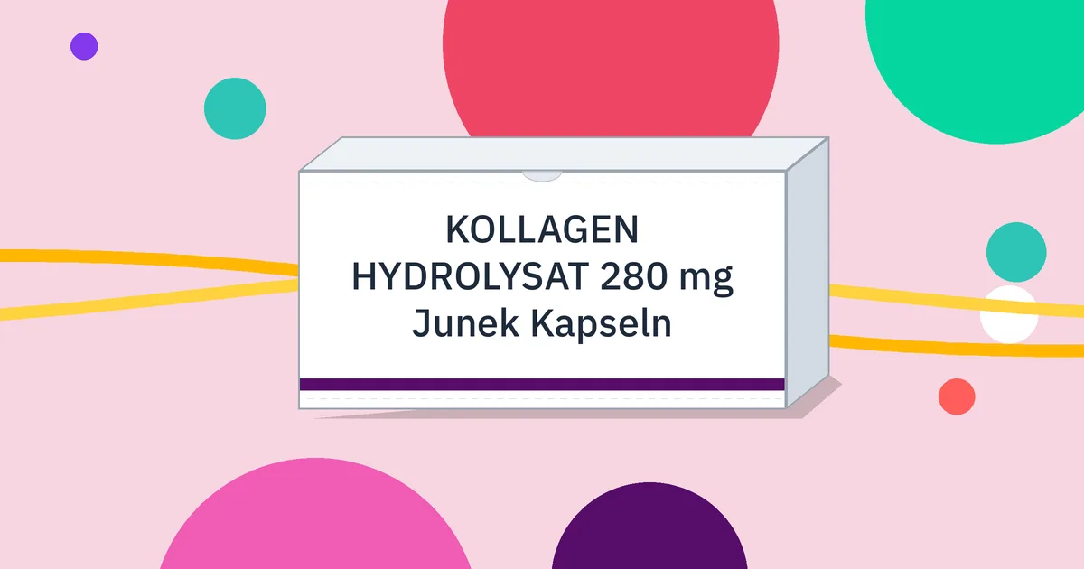 Symbolbild: Packung mit der Aufschrift KOLLAGEN HYDROLYSAT 280 mg Junek Kapseln (PZN 09325034) – Verfügbarkeit und Bezug in Apotheken in Frankfurt am Main