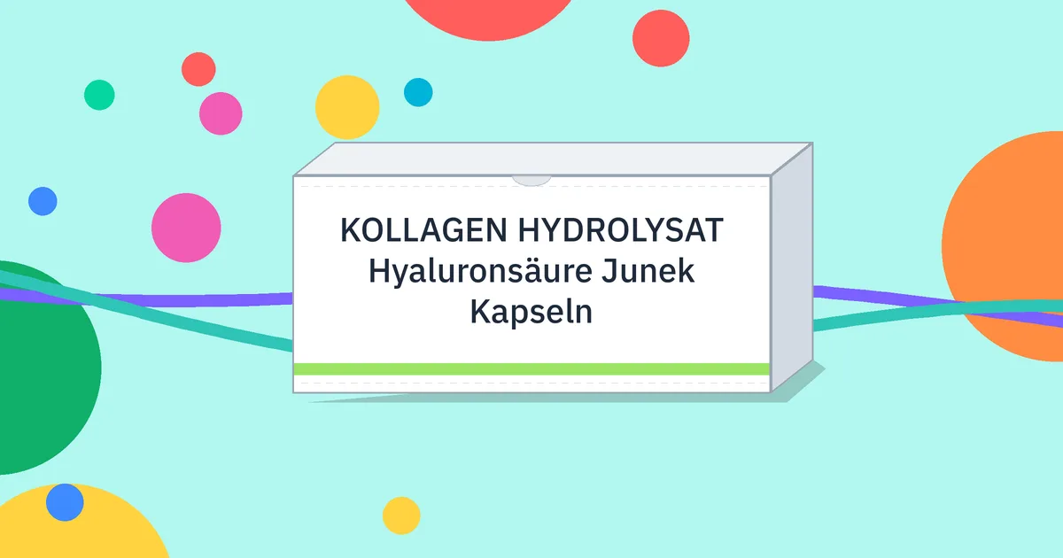 Symbolbild: Packung mit der Aufschrift KOLLAGEN HYDROLYSAT Hyaluronsäure Junek Kapseln (PZN 09325086) – Verfügbarkeit und Bezug in Apotheken in Frankfurt am Main