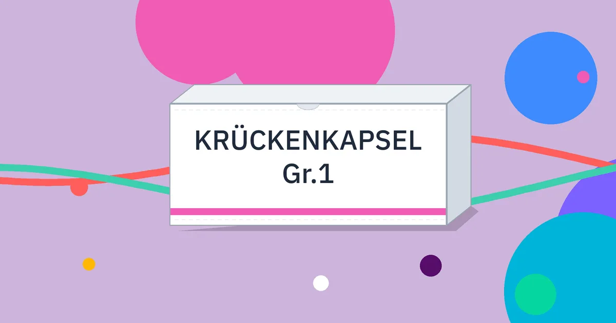 Symbolbild: Packung mit der Aufschrift KRÜCKENKAPSEL Gr.1 (PZN 00069210) – Verfügbarkeit und Bezug in Apotheken in Frankfurt am Main