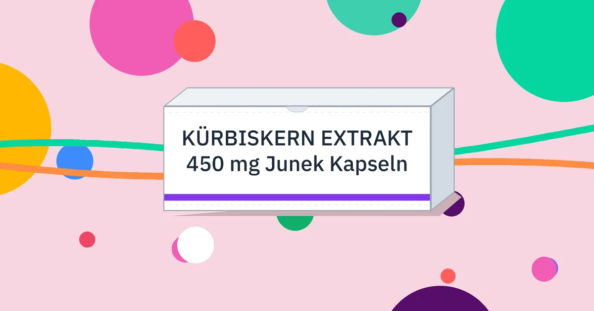 Symbolbild: Packung mit der Aufschrift KÜRBISKERN EXTRAKT 450 mg Junek Kapseln (PZN 13425965) – Verfügbarkeit und Bezug in Apotheken in Frankfurt am Main