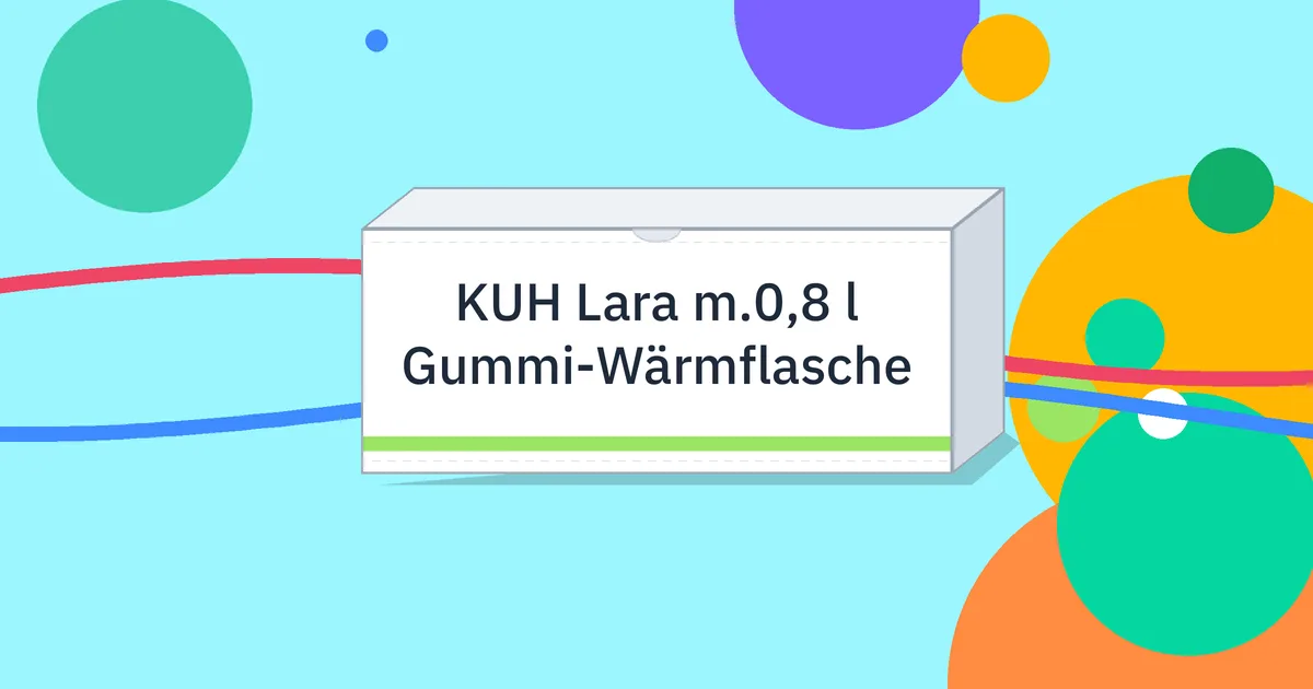 Symbolbild: Packung mit der Aufschrift KUH Lara m.0,8 l Gummi-Wärmflasche (PZN 18128976) – Verfügbarkeit und Bezug in Apotheken in Frankfurt am Main