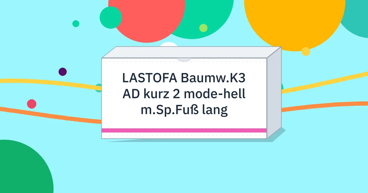 Symbolbild: Packung mit der Aufschrift LASTOFA Baumw.K3 AD kurz 2 mode-hell m.Sp.Fuß lang (PZN 01953191) – Verfügbarkeit und Bezug in Apotheken in Frankfurt am Main