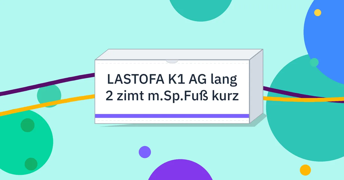 Symbolbild: Packung mit der Aufschrift LASTOFA K1 AG lang 2 zimt m.Sp.Fuß kurz (PZN 13789667) – Verfügbarkeit und Bezug in Apotheken in Frankfurt am Main