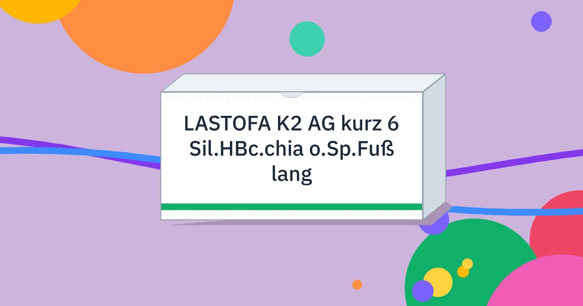 Symbolbild: Packung mit der Aufschrift LASTOFA K2 AG kurz 6 Sil.HBc.chia o.Sp.Fuß lang (PZN 14150387) – Verfügbarkeit und Bezug in Apotheken in Frankfurt am Main