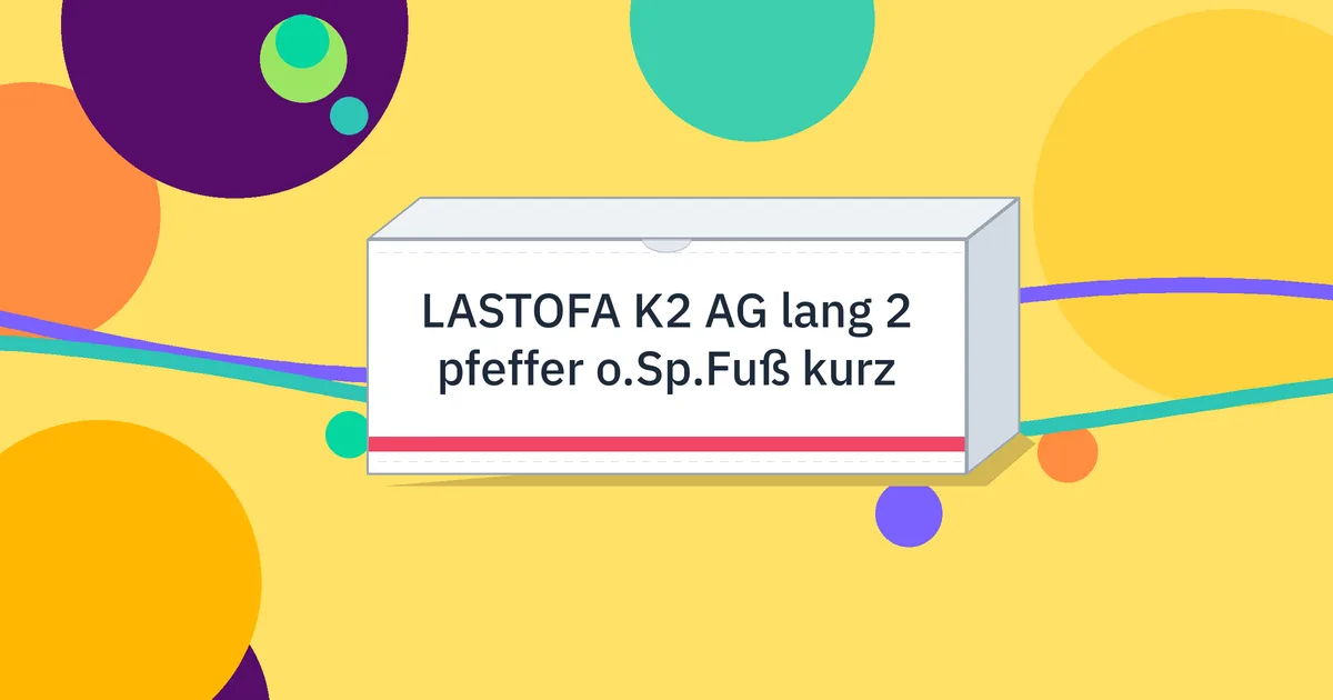 Symbolbild: Packung mit der Aufschrift LASTOFA K2 AG lang 2 pfeffer o.Sp.Fuß kurz (PZN 13803634) – Verfügbarkeit und Bezug in Apotheken in Frankfurt am Main