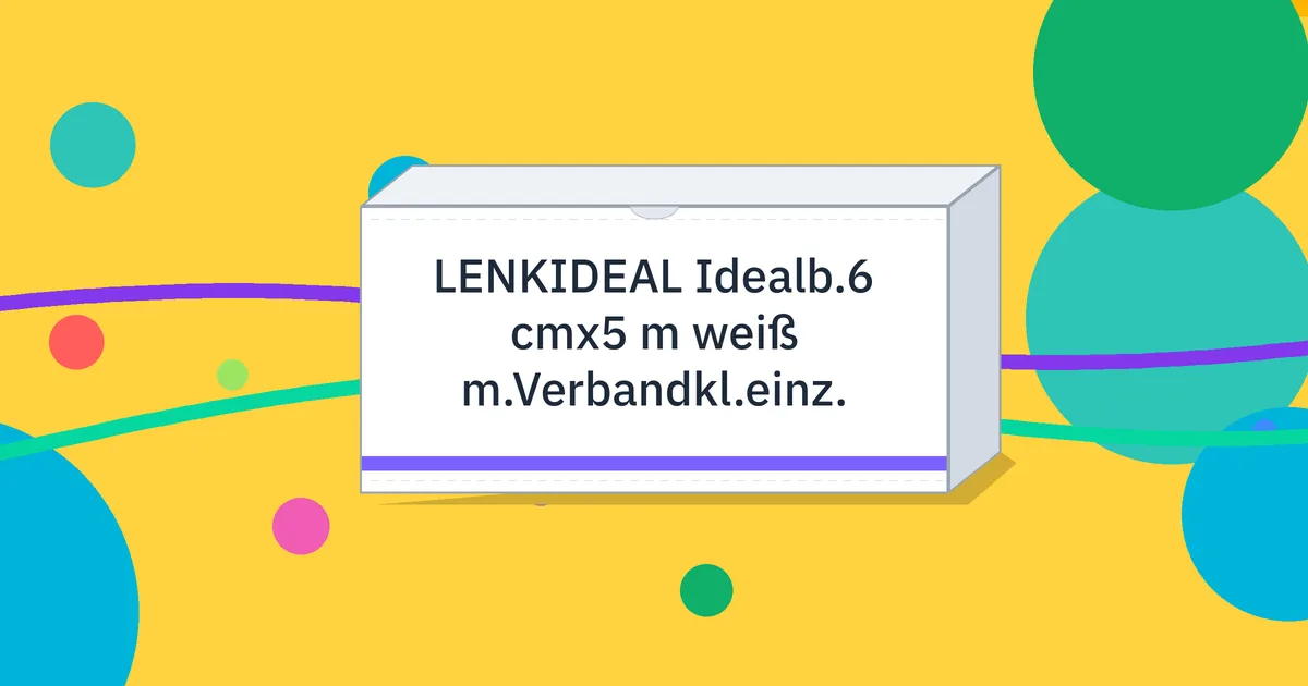 Symbolbild: Packung mit der Aufschrift LENKIDEAL Idealb.6 cmx5 m weiß m.Verbandkl.einz. (PZN 07600772) – Verfügbarkeit und Bezug in Apotheken in Frankfurt am Main