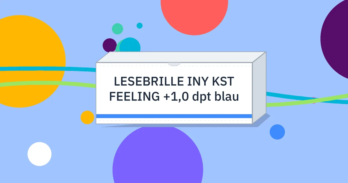 Symbolbild: Packung mit der Aufschrift LESEBRILLE INY KST FEELING +1,0 dpt blau (PZN 19940964) – Verfügbarkeit und Bezug in Apotheken in Frankfurt am Main