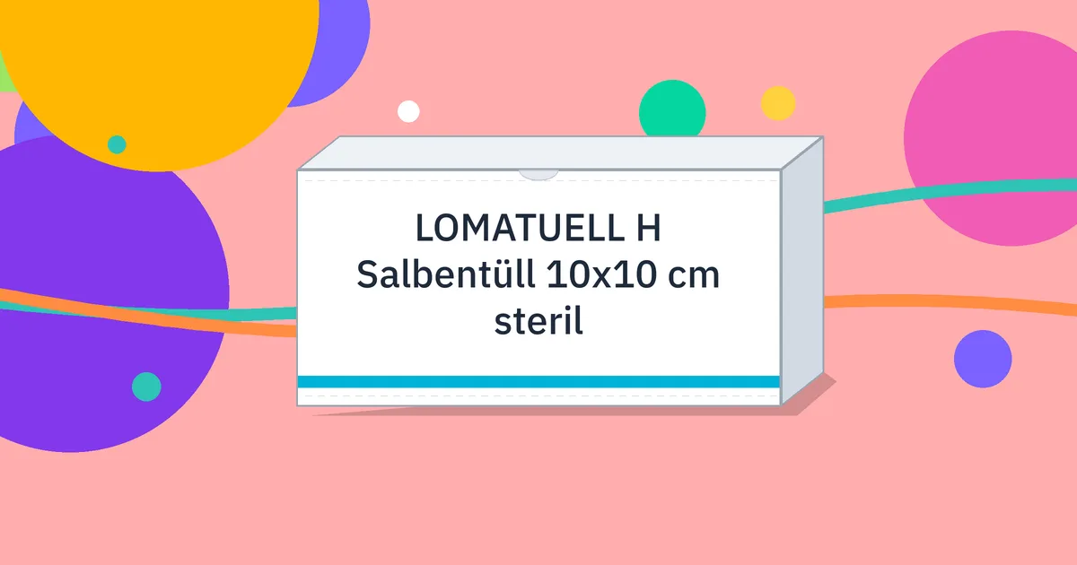Symbolbild: Packung mit der Aufschrift LOMATUELL H Salbentüll 10x10 cm steril (PZN 10929659) – Verfügbarkeit und Bezug in Apotheken in Frankfurt am Main