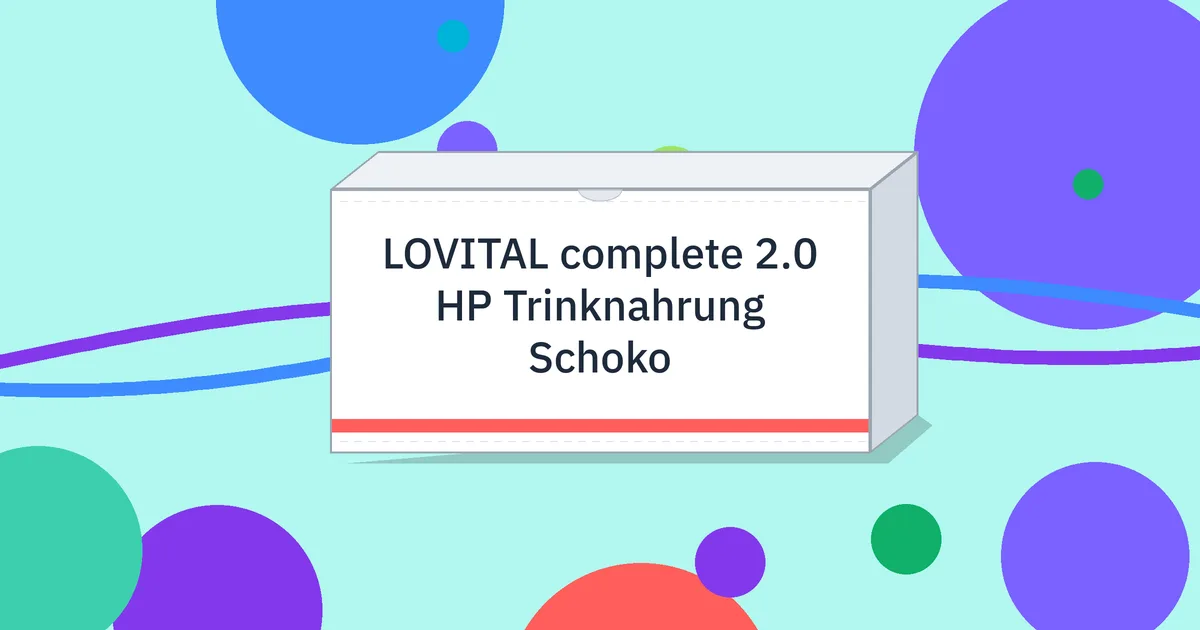 Symbolbild: Packung mit der Aufschrift LOVITAL complete 2.0 HP Trinknahrung Schoko (PZN 19442491) – Verfügbarkeit und Bezug in Apotheken in Frankfurt am Main