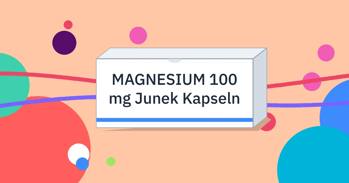 Symbolbild: Packung mit der Aufschrift MAGNESIUM 100 mg Junek Kapseln (PZN 03515242) – Verfügbarkeit und Bezug in Apotheken in Frankfurt am Main