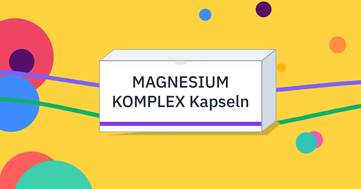 Symbolbild: Packung mit der Aufschrift MAGNESIUM KOMPLEX Kapseln (PZN 03694291) – Verfügbarkeit und Bezug in Apotheken in Frankfurt am Main