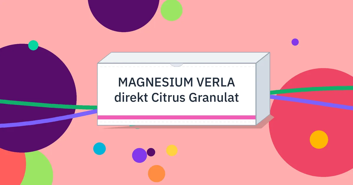 Symbolbild: Packung mit der Aufschrift MAGNESIUM VERLA direkt Citrus Granulat (PZN 06849268) – Verfügbarkeit und Bezug in Apotheken in Frankfurt am Main