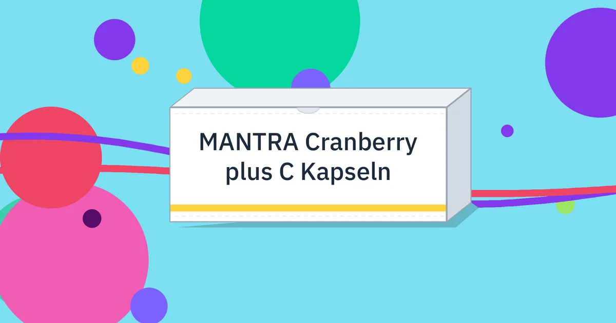 Symbolbild: Packung mit der Aufschrift MANTRA Cranberry plus C Kapseln (PZN 09440433) – Verfügbarkeit und Bezug in Apotheken in Frankfurt am Main