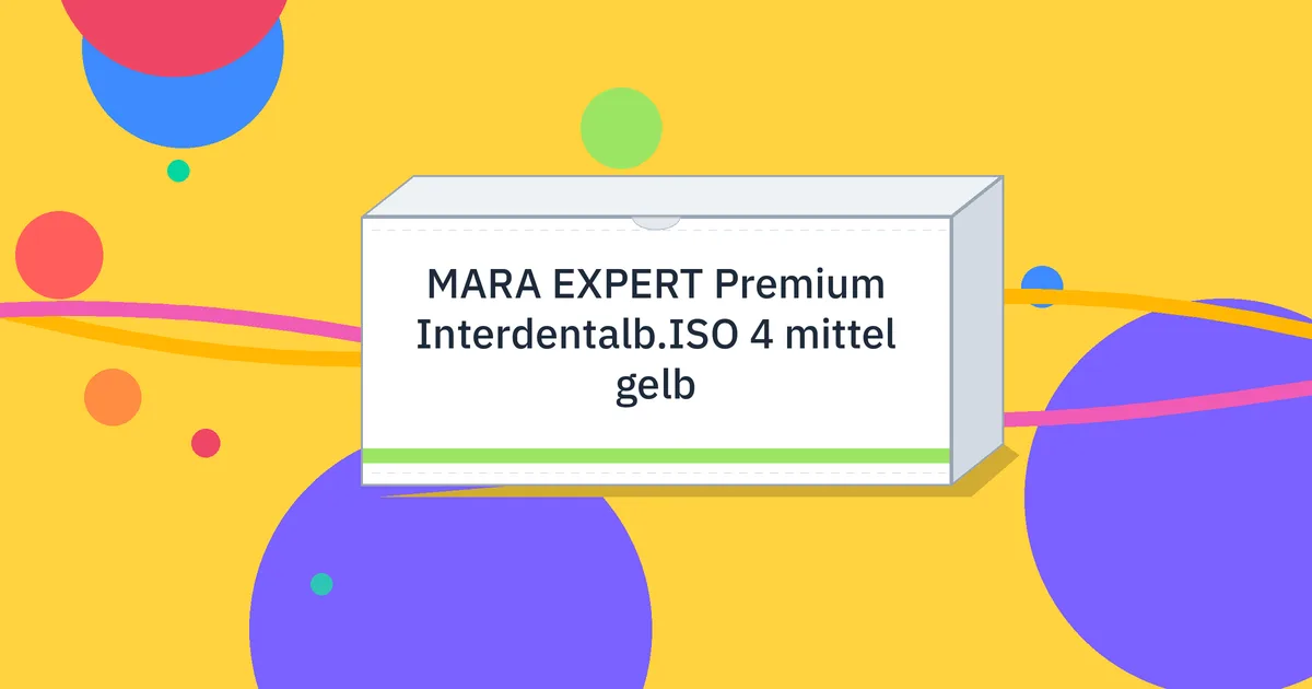 Symbolbild: Packung mit der Aufschrift MARA EXPERT Premium Interdentalb.ISO 4 mittel gelb (PZN 16778150) – Verfügbarkeit und Bezug in Apotheken in Frankfurt am Main